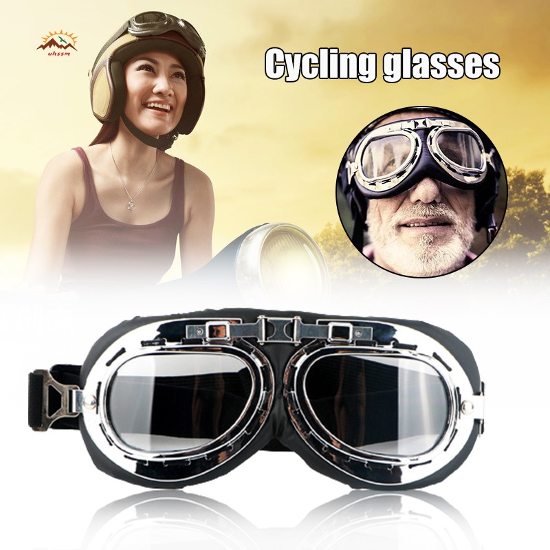 ราคาถูก Motorcycle Riding Goggles Vintage Anti-Scratch Dust Proof ...