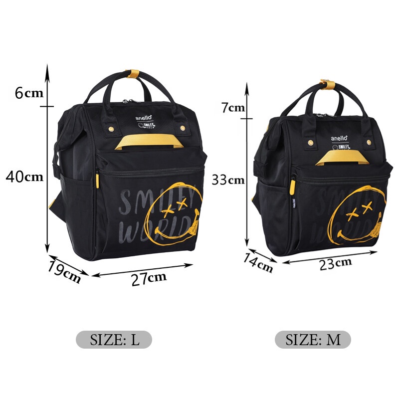 พร้อมส่ง anello x SMILEY กระเป๋าเป้แฟชั่นผู้หญิง ผู้ชาย ช่องเยอะใส่ของ ...