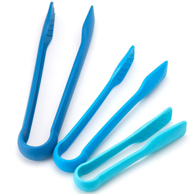 Set of 3 Tone Blue Compact Large Medium Small Plastic Cooking Tongs ...