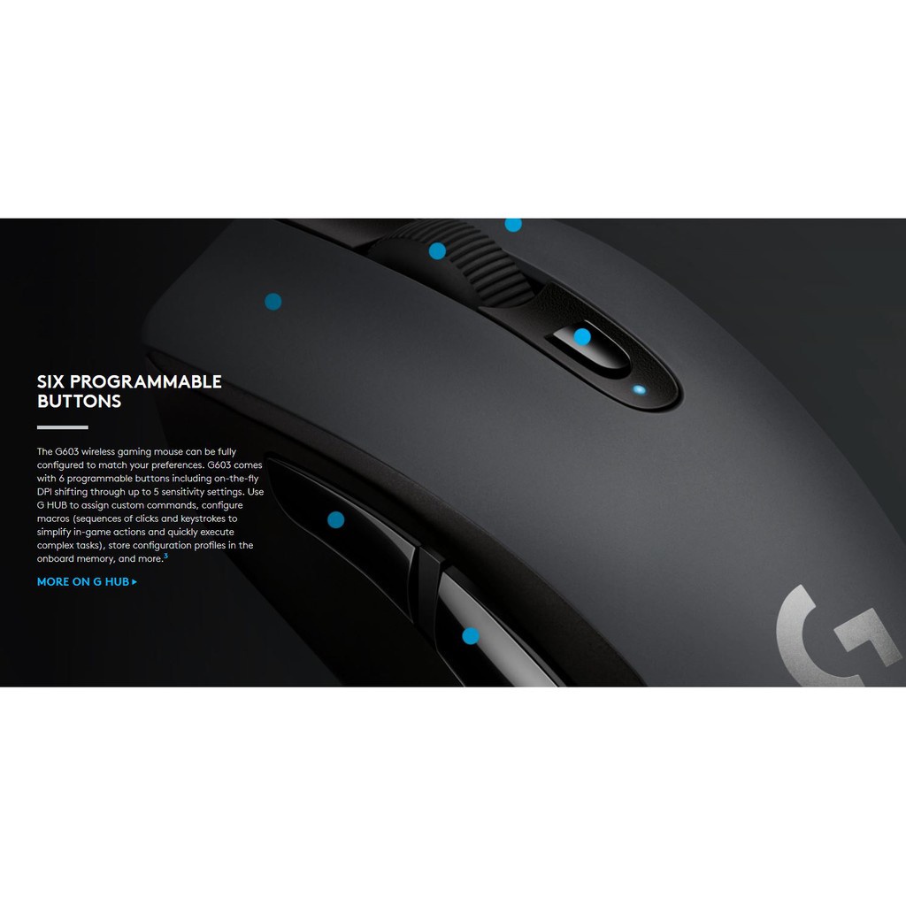 Logitech G603 LIGHTSPEED เมาส์เกมมิ่งไร้สาย 12000 Max DPI 500 ชั่วโมง ...