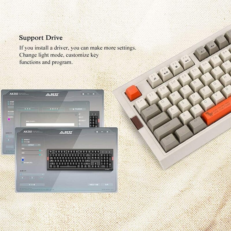 Ajazz AK510 Retro Gaming Keyboard Mechanical Keyboard 104-Key PBT Wired ...