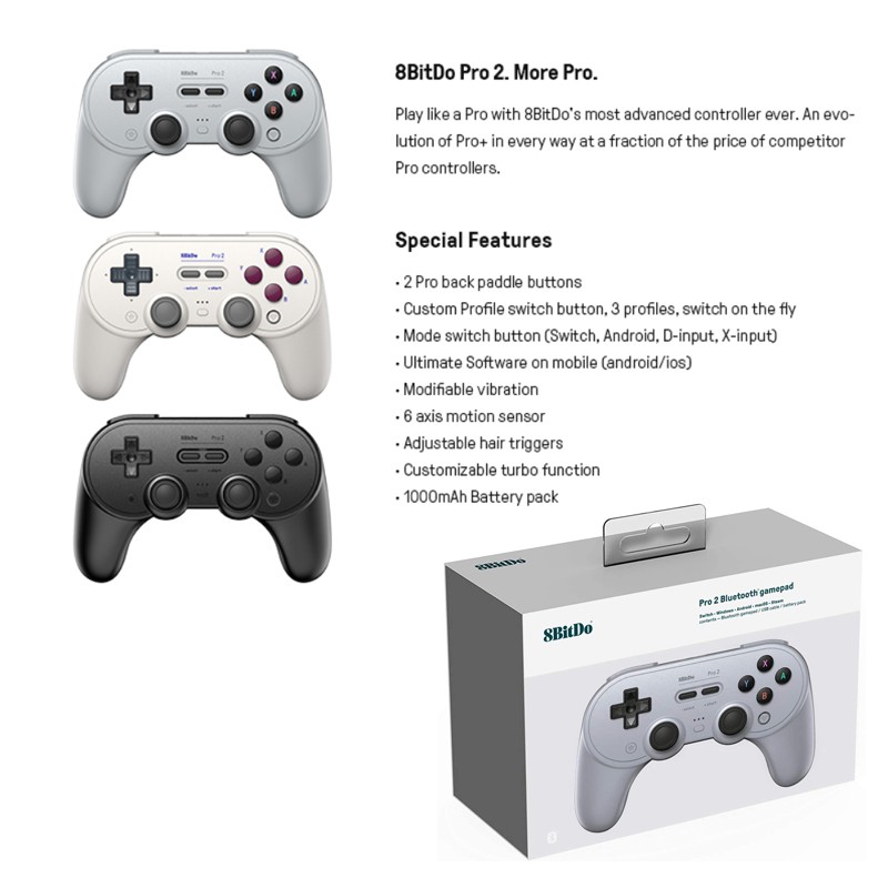 8Bitdo Pro 2 Bluetooth Controller New Version for Nintendo Switch ...