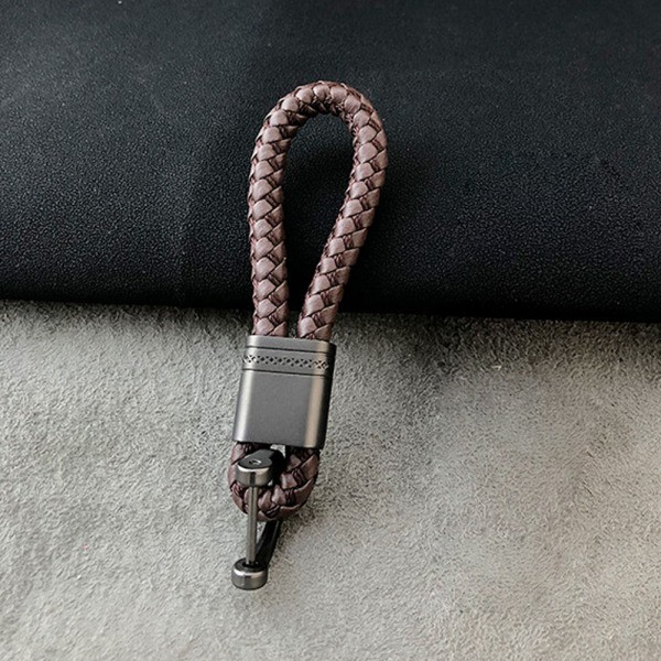 Car Metal Keychain Vachette Clasp Knitting PU Lanyard Car Keyring Key ...