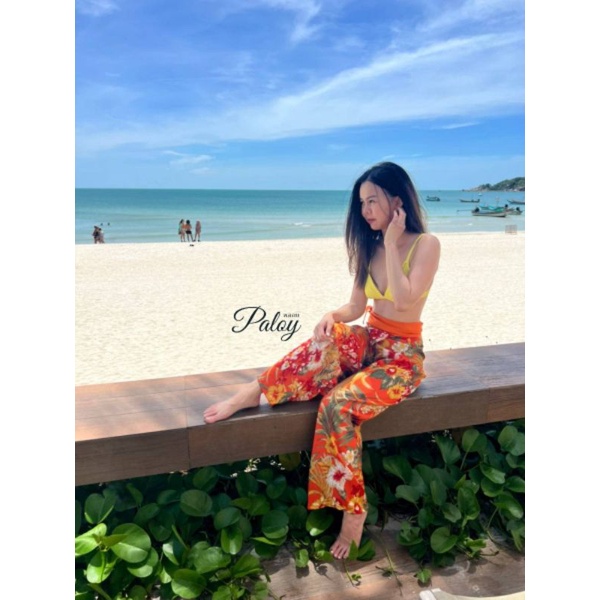 Paloy Wrap Pants กางเกงพริ้วๆสุดฟิน ใส่ สบายสุดๆ แบบผูกโบว์ ( สะโพกได้ ...
