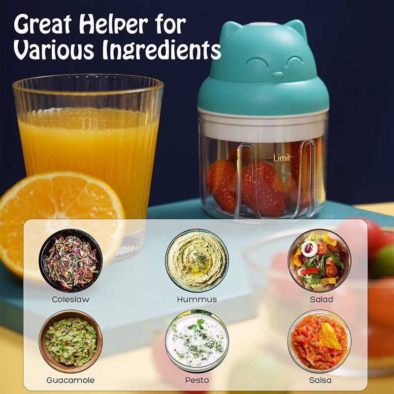 (new)Cordless and Rechargeable Electric Mini Food Chopper Cat Shaped ...