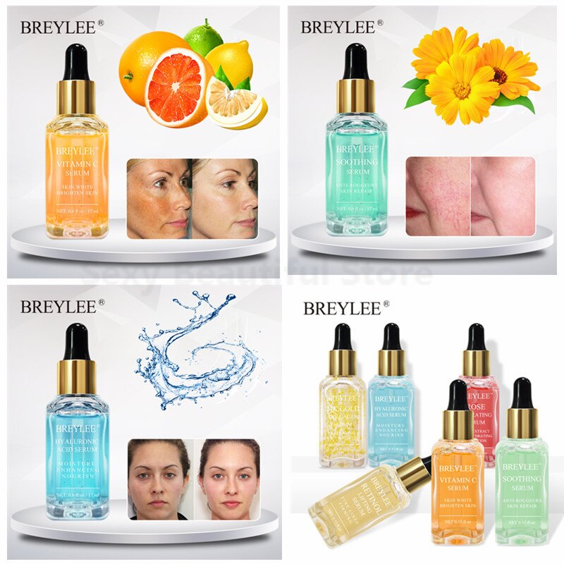 Hyaluronic Acid Vitamin C Serum Whitening Face Skin Care Rose Nourish 24K Gold Firm Anti-aging ...