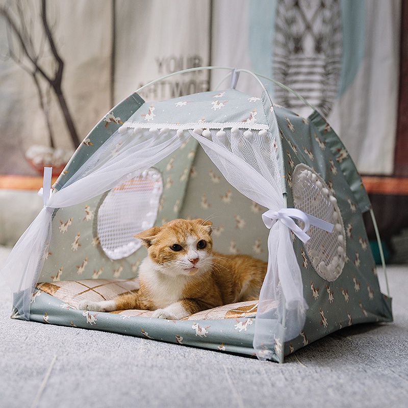 แมวครอกSweet Princess Cat Bed Foldable Cats Tent Dog House Bed Kitten ...
