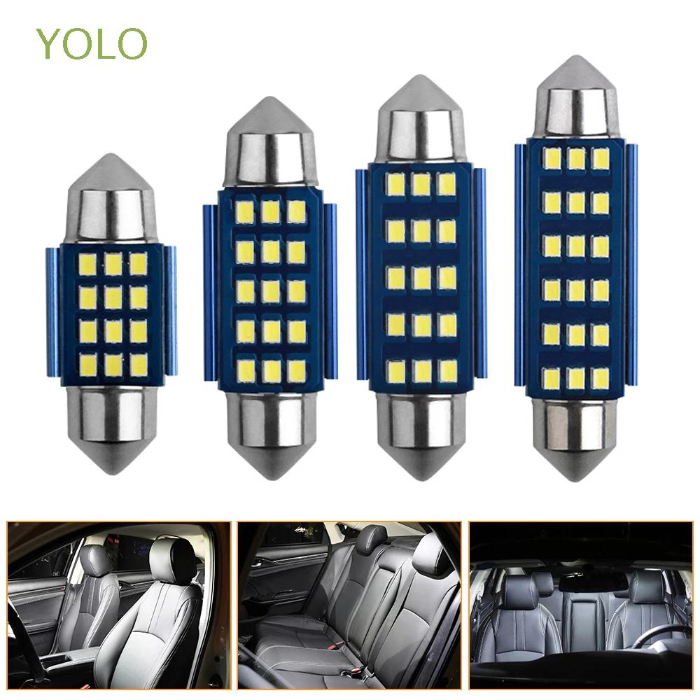 Yolo หลอดไฟ Led 6000k C5W C10W สําหรับติดป้ายทะเบียนรถยนต์ 31-36-39-41มม.SMD ไดโอดสีขาว 12V ...