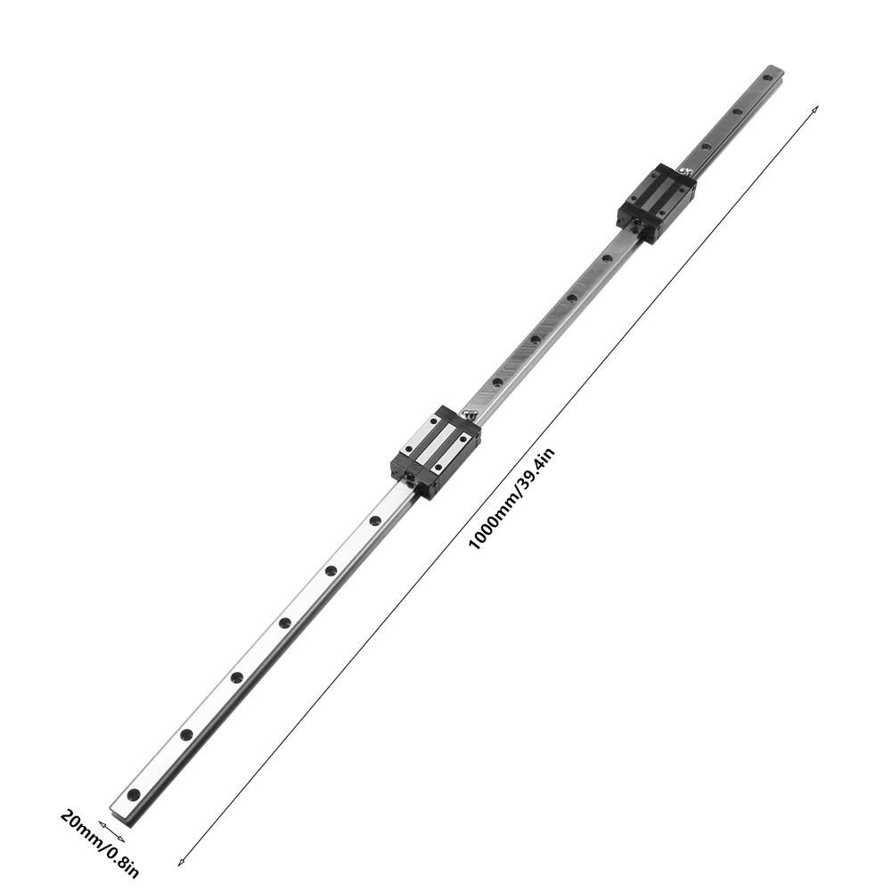 2pcs HGR20 1000mm Linear Guide Rail + 4pcs Carriages Bearing Block ...