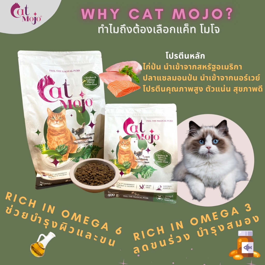 Cat Mojo อาหารแมว แคทโมโจ เกรนฟรี เกรดโฮลิสติก 10 กิโลกรัม (2 กิโล x 5 ...
