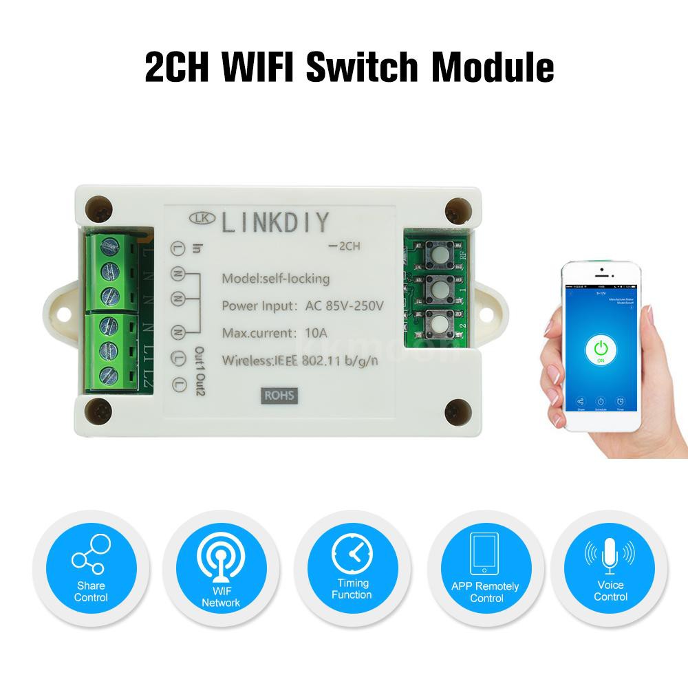eWeLink Smart Wifi Switch Universal Module 2CH AC85-250V Wireless ...