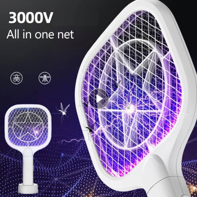 Mini Electric Mosquito Killer Lamps 2 In 1 Insect Racket Swatter USB ...