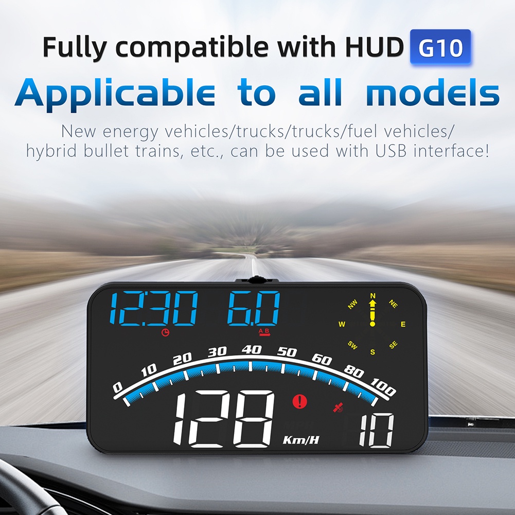 G10 Universal HUD GPS Head Up Display Speedometer Odometer LED Display Windscreen Projector with ...