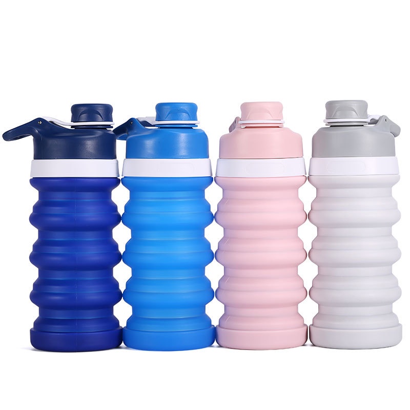 ขวดกีฬาPortable 550mL Sports Travel Silicone Collapsible Folding Drink Water Bottle Kettle ...