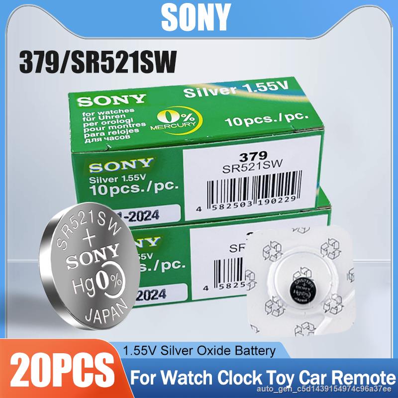 20pcs Sony 379 SR521SW AG0 LR69 D379 SR63 V379 LR521 1.55V Silver Oxide ...