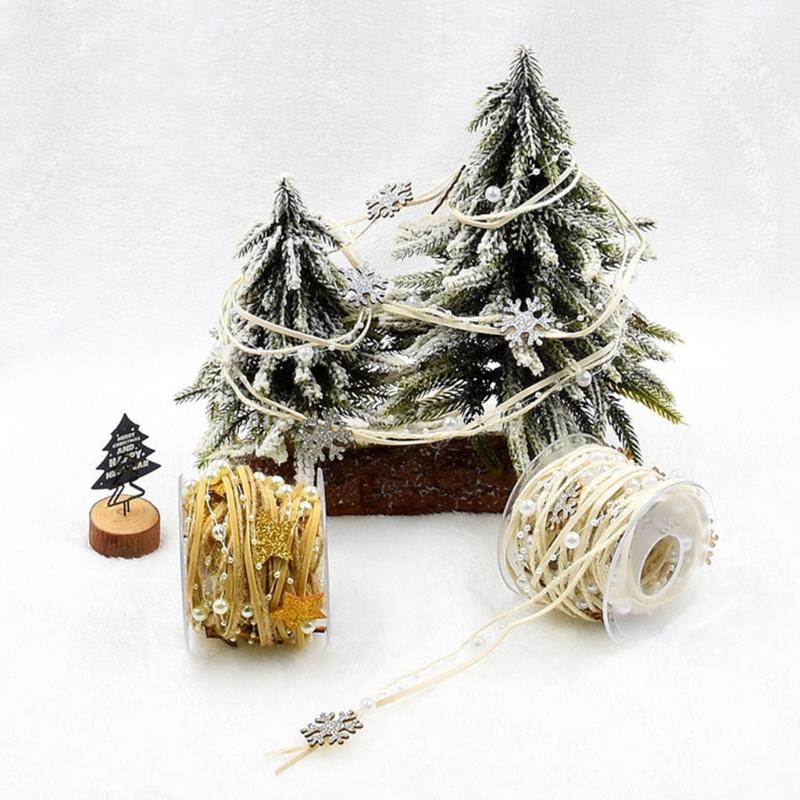 SEL Christmas Wrapping Ribbon Christmas Tree Trim Rope Artificial Bead ...