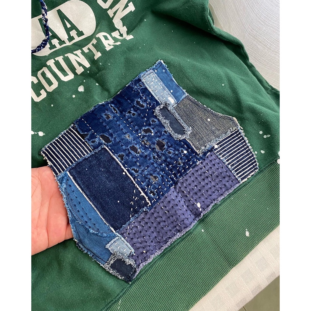 เสื้อฮู้ด Champion hoodie Indigo boro Size L-custom made - ensign_and ...