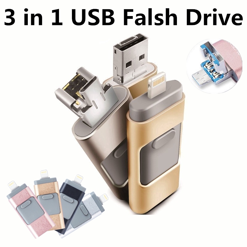 แฟลชไดรฟ์ Flashdisk 3 ใน 1 OTG 128GB Lightning USB Pen Drive สำหรับ ...
