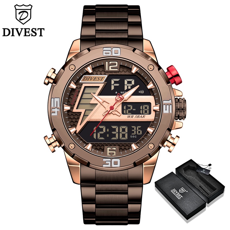 Divest นาฬิกาข้อมือควอตซ์ดิจิทัล LED กันน้ํา แฟชั่นสําหรับผู้ชาย 9047 - juwell.th - ThaiPick