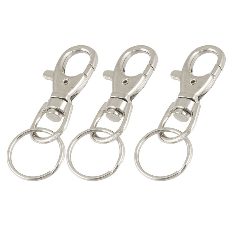 25mm Dia Split Ring Lobster Clasp Key Chain Keyring Silver Tone 3 Pcs ...