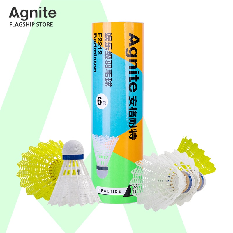 Agnite ลูกขนไก่ 1 หลอดบรรจุ 6 ลูกลูกแบดมินตัน nylon ลูกแบดพลาสติก จุก ...