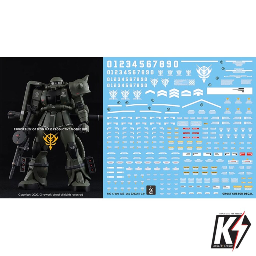 Waterdecal CG MG MS-06J Zaku II 2.0 ดีคอลน้ำสำหรับติดกันพลา กันดั้ม ...