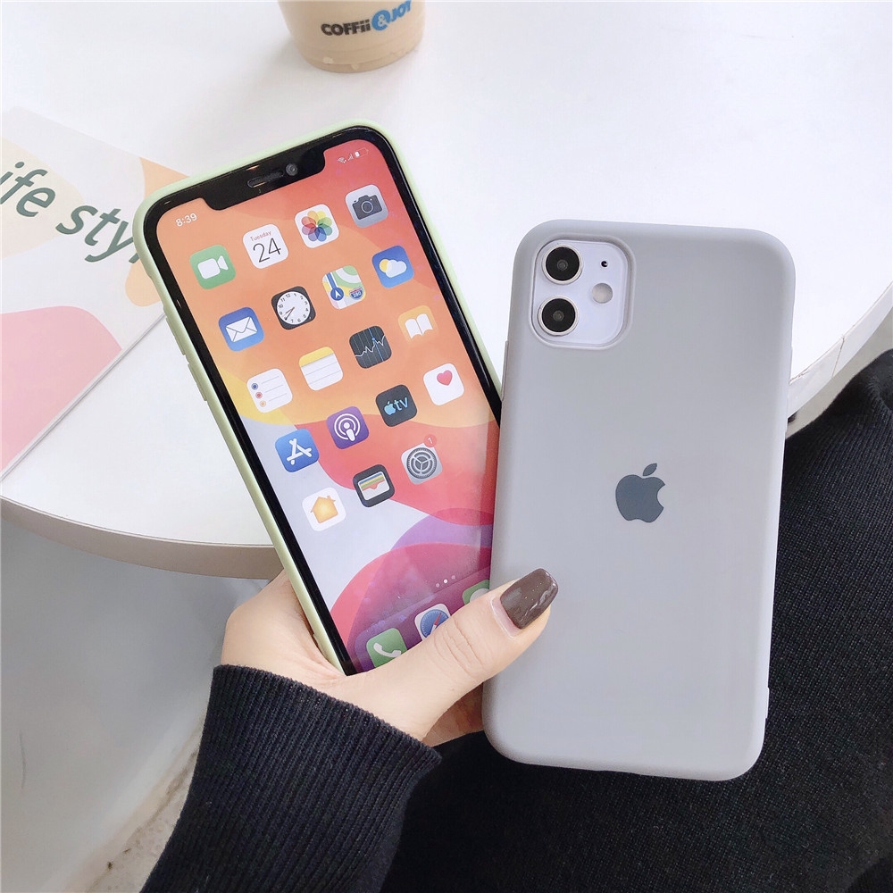 เคสโทรศัพท์มือถือ สีพื้น ลายโลโก้ สําหรับ Iphone11 8Plus Se2 7plus 11promax 6splus Xsmax Xr 6-10 ...