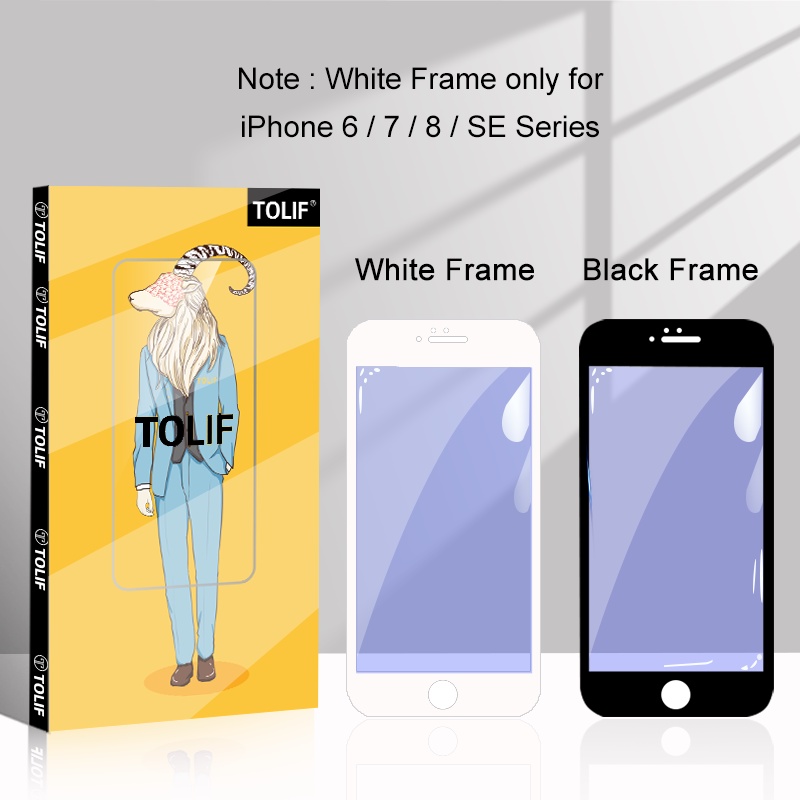 TOLIF Anti Blue Light Tempered Glass Full Coverage Screen Protector For Apple iPhone 6 6S 7 8 SE ...