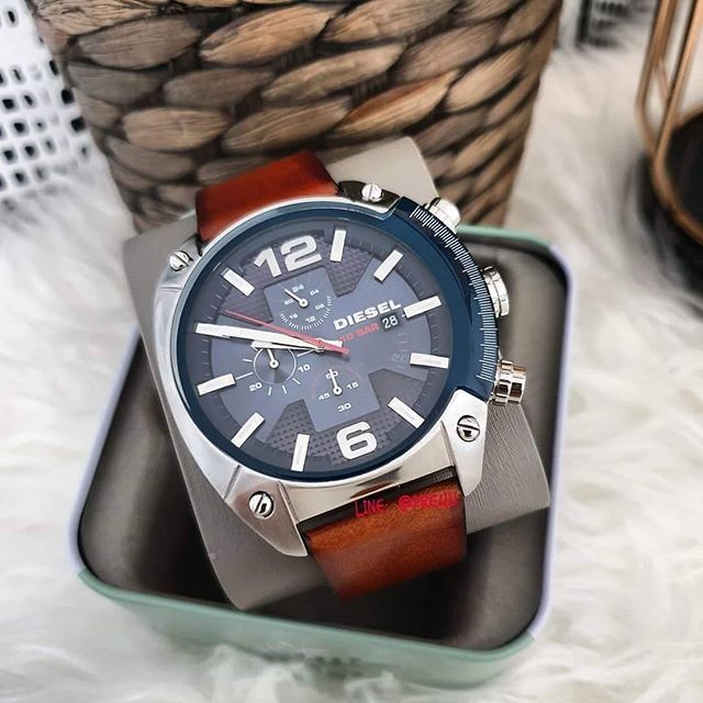 Diesel Overflow Chroonograph Blue Dial Brown Leather - pre4u - ThaiPick