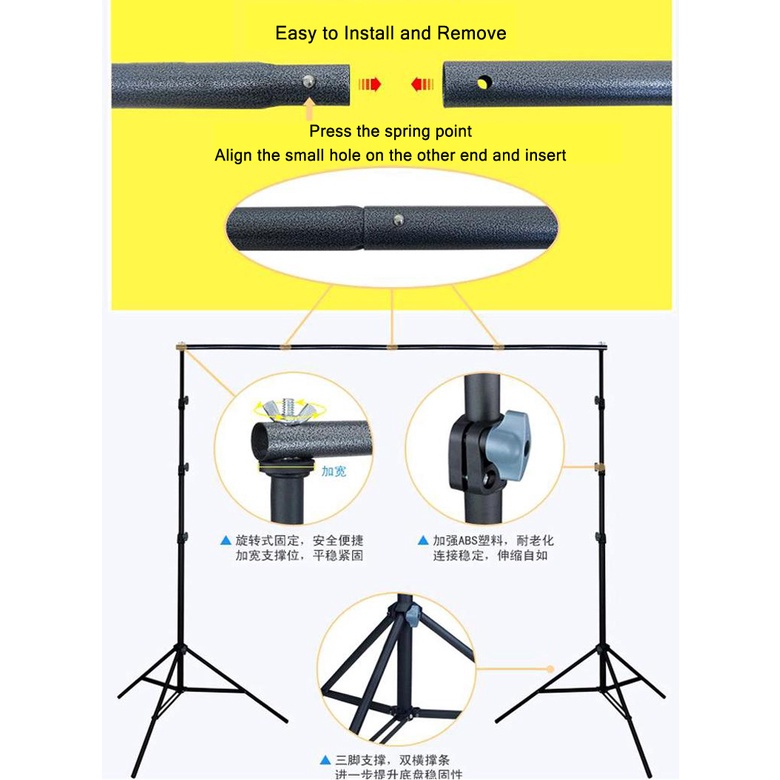 2.8M 3M Adjustable Photography Background Support System Backdrop Stand ...