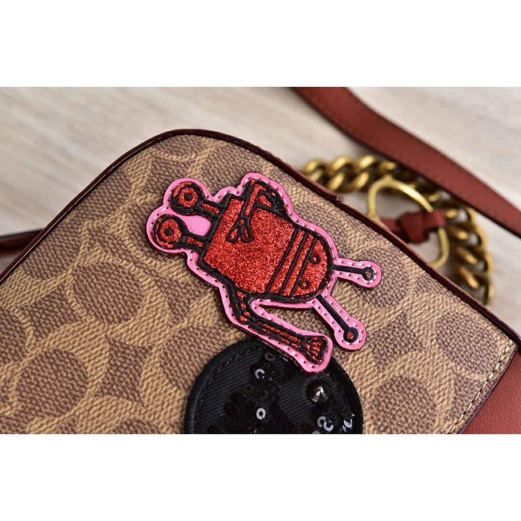 COACH 31065 unique personality badge pattern shoulder bag robot camera ...