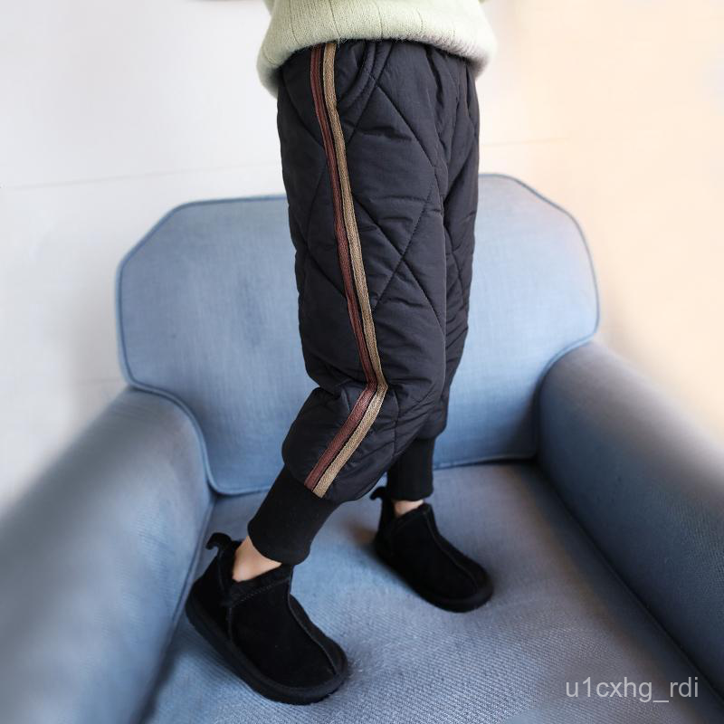 บวกกำมะหยี่หนาเด็กชายและเด็กหญิงกางเกงผ้าฝ้ายอบอุ่นเสื้อผ้าเด็กกางเกงขา ...