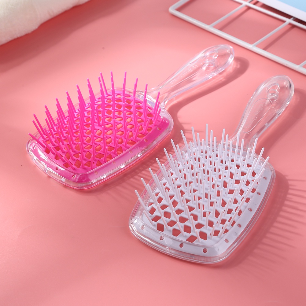 หวีTransarent Hollow Mesh Comb Wet Dry Women Scal Massage Comb Hair ...