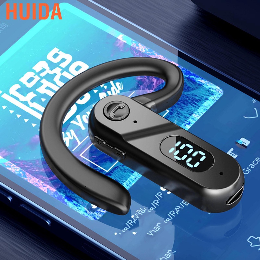 Huida BT5.2 Headset Earhook LED Digital Display Wireless Earphone For ...