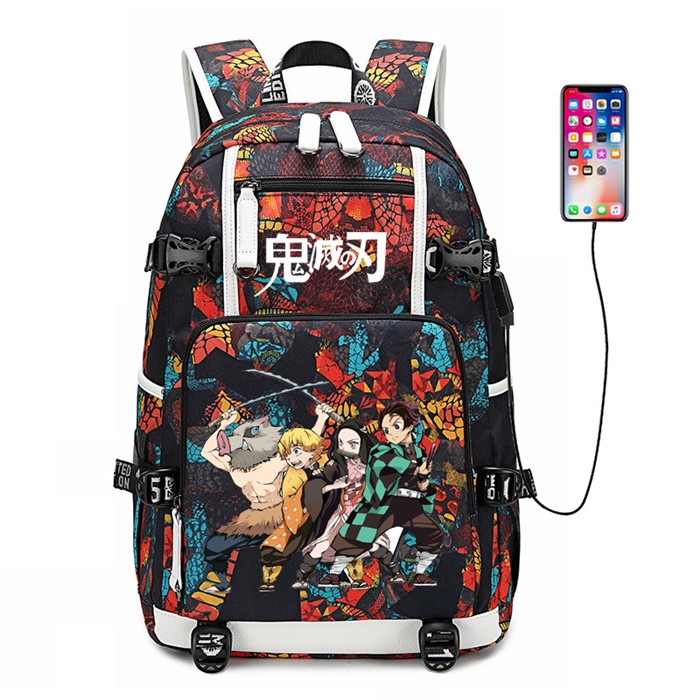 BDemon Slayer Kimetsu no Yaiba Women Backpack Anime Bookbag Nylon ...