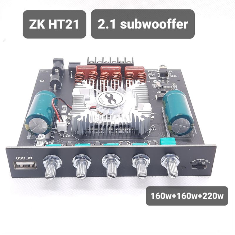 Tda7498E Built-In พัดลมระบายความร้อน Zk-Ht21 Aux บลูทูธ 5.0 Usb บอร์ดขยายเสียงสเตอริโอ 2.1 ช่อง ...