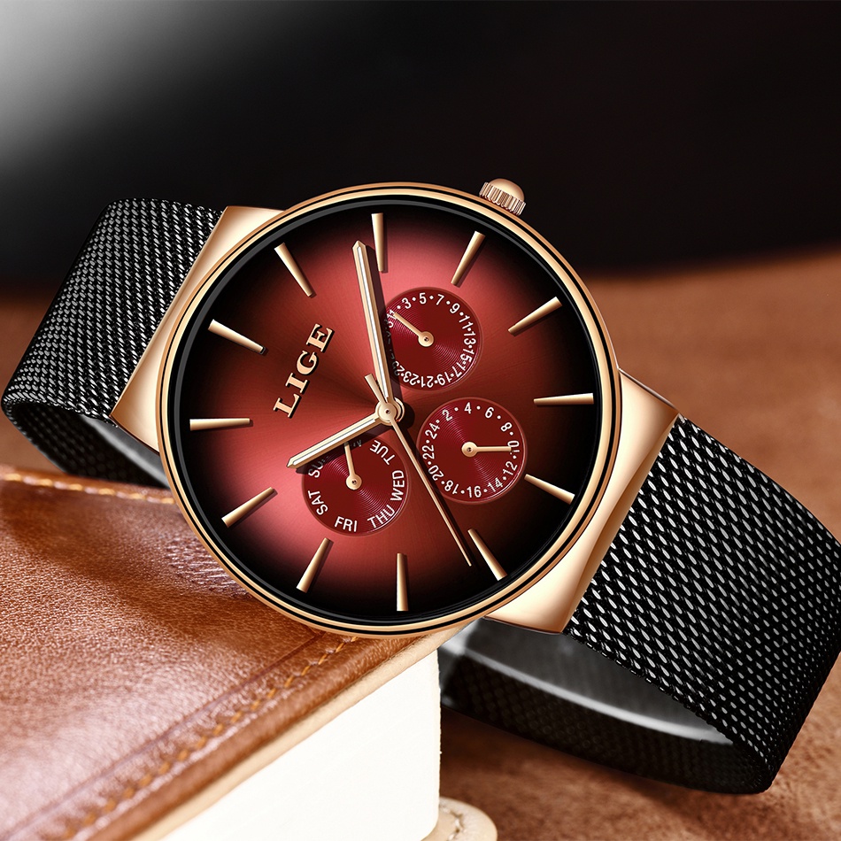 LIGE New Fashion Women Watches Top Brand Luxury Quartz Watch Women Mesh ...