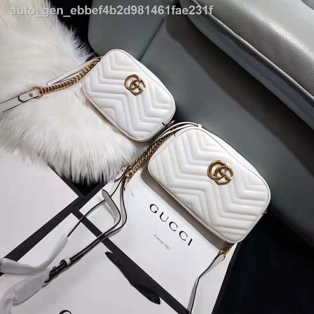 Gucci (local with box) White Original GG leather camera bag for women ...