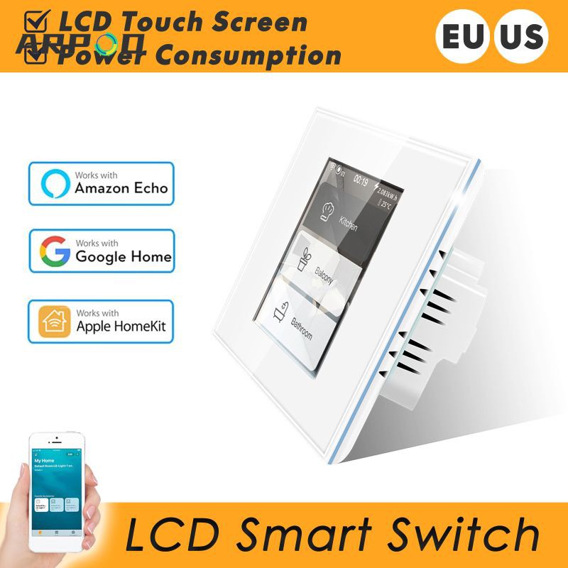 Wifi LCD Smart Wall Light Switch Power Consumption Smart 4 in 1 Home ...