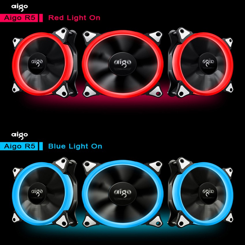 Aigo R3 /R5 PRO 120mm PC Case Fan RGB Cooler Adjustable Aurora RGB ...