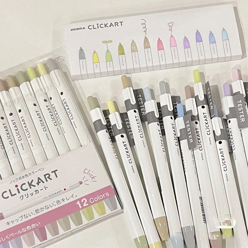 Japan Zebra Limited New 12 Colors Clickart Press-type Watercolor Pen ...