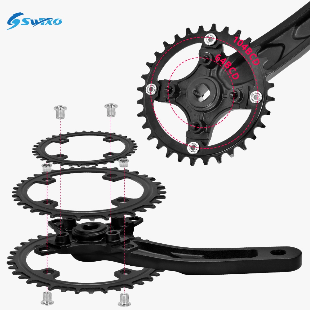 JIANKUN IXF Crankset 170MM Square Crank Set 32343638T 104BCD Chanring 8-12 Speed 3By Bike Parts ...