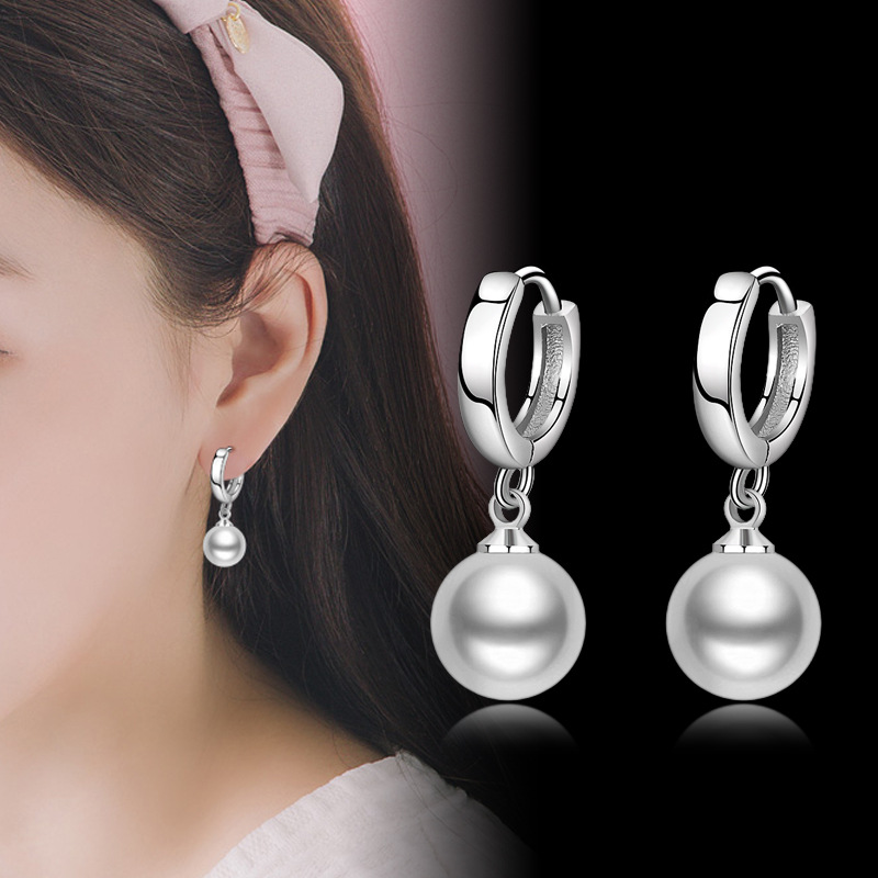 Luxury elephant Women Earring Round Pearl Fashion 925 Silver Earrings ...
