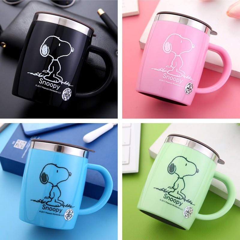 【Ready Stock!!】Snoopy Stainless Steel Mugs for Heat Cold Milk Coffee ...