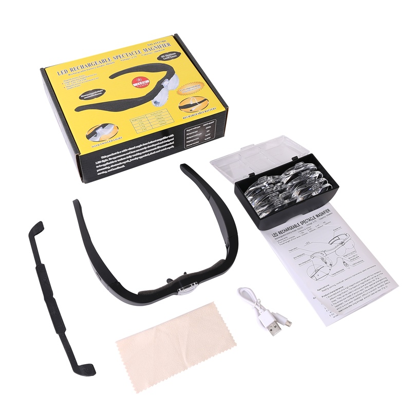 Shen Hong ชายชราสวมแว่นอ่านหนังสือประเภทแว่นขยายพร้อมโคมไฟ 60 นาฬิกา ...