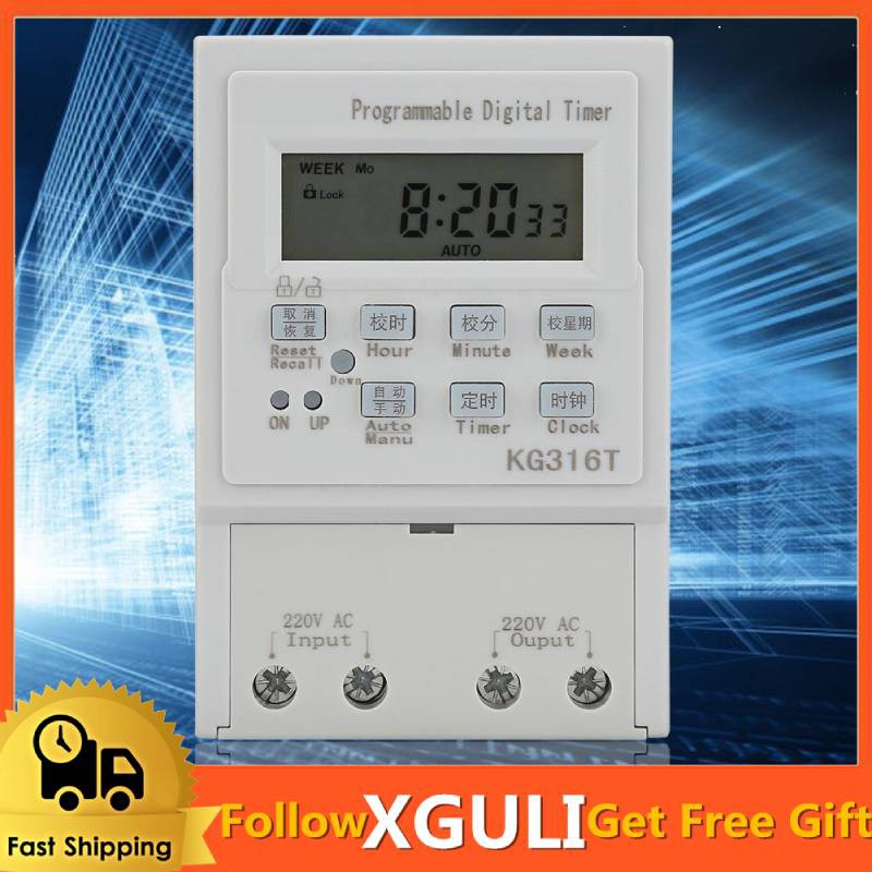 【Ready Stock】AC Digital Switch 25A Switch 220V Mini Timing Programmable ...