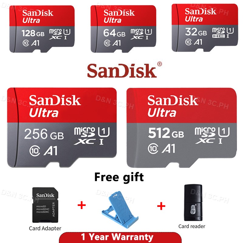 Sandisk 128GB SD card 64GB 32GB 256GB 512GB Memory Card A1 100MBs Micro SD SD717X - kirsjzk7_d ...