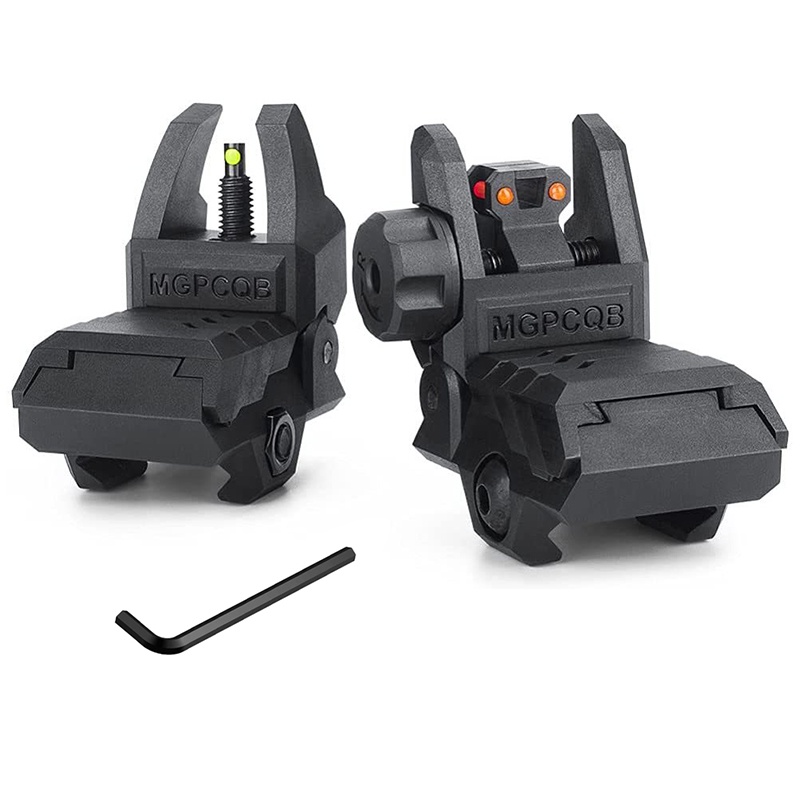 Foldable Fiber Optics Iron Sights Flip-up Front and Rear Sights Fiber ...