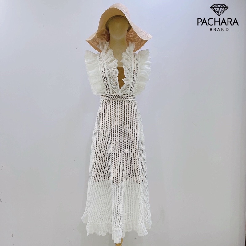 เดรสยาวคอวีแขนระบายเนื้อผ้าลูกไม้หนาเกรดพรีเมี่ยมPachara - sasichay2563 ...