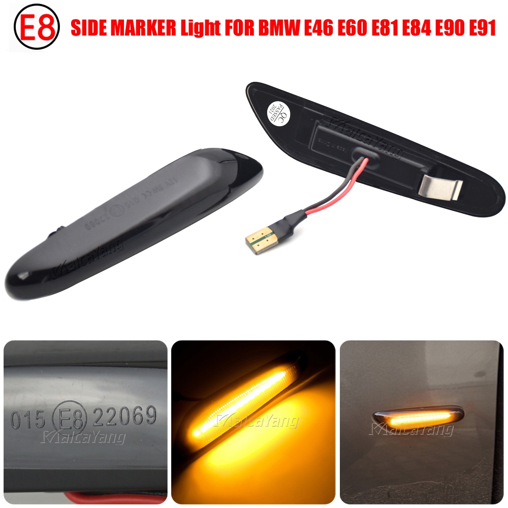 2x แบบไดนามิก LED Fender Light Side Marker สำหรับ BMW E60 E61 E90 E91 E87 E81 E83 E84 E88 E92 ...